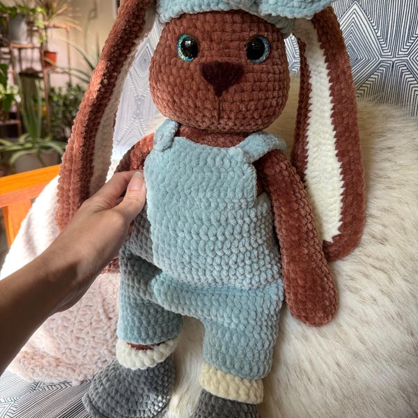 Crochet Bunny Pattern: Amigurumi Plush Rabbit With Overalls (PDF ...