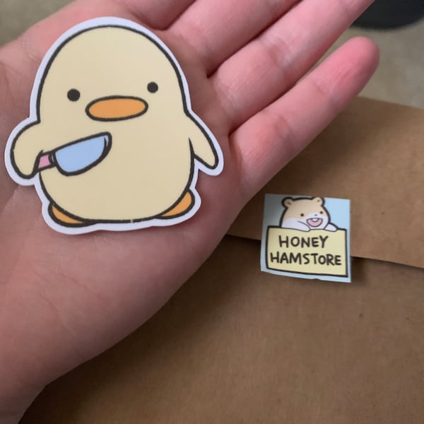 Chicken Duck Holding Knife Meme Sticker | Funny Sticker | Laptop ...