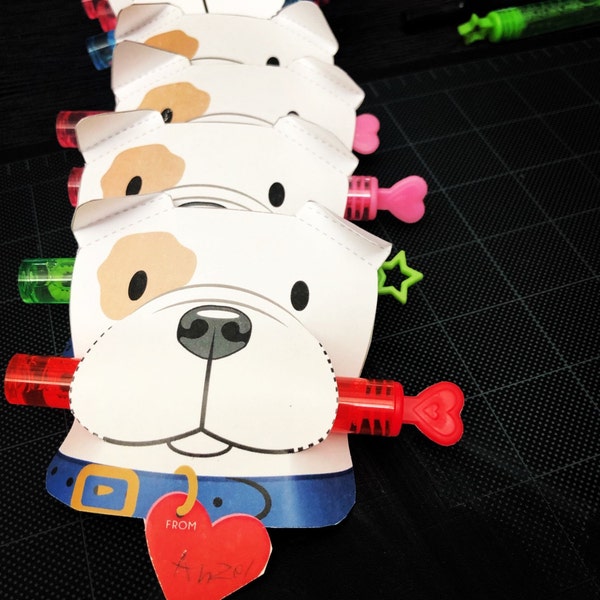 Puppy Classroom Candy or Treat Holder Valentines Cute Dog Individual ...
