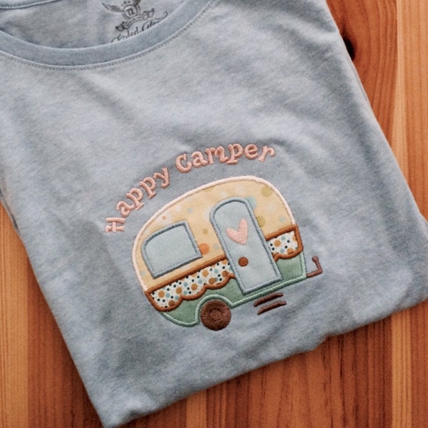 Happy Camper Applique Camping Machine Embroidery Design Instant ...