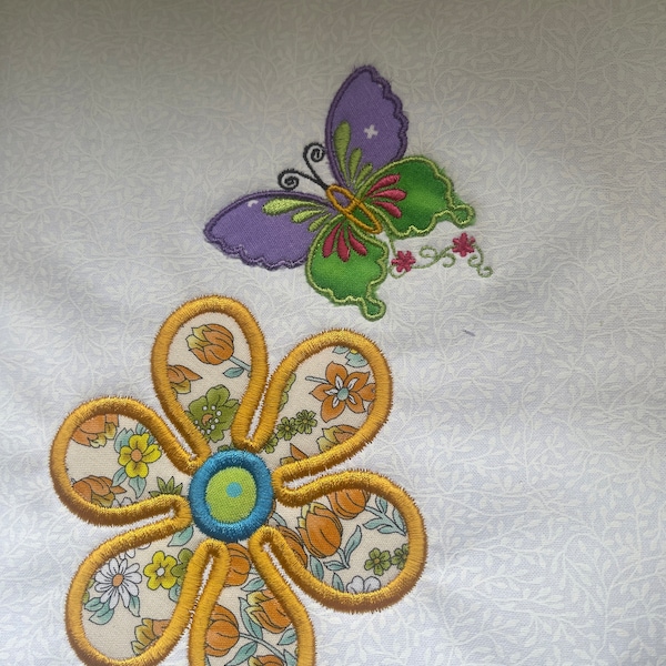 Flower Butterfly Applique Machine Embroidery Design Instant Download - Etsy