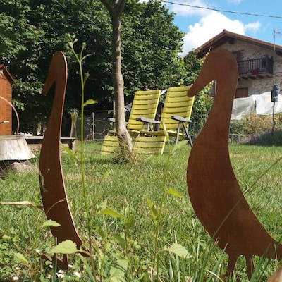 Rusty Metal Runner Duck Garden Decor Art Duck Gift Steel Duck Ducklings ...