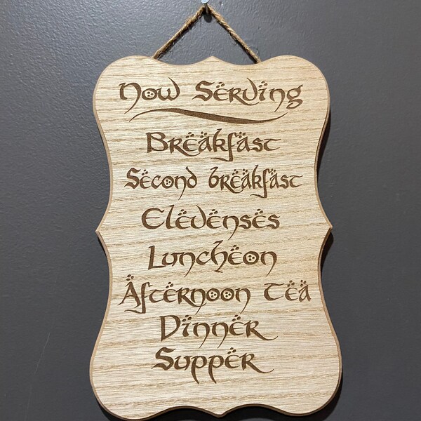 Scratch and Dent Sale!! Hobbit Daily Meals Engraved Plaque/sign. Very ...