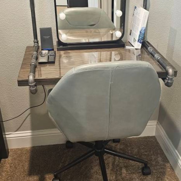 Pipe & Solid Pine Wood Table - Farmhouse - Suspended Wall Mounted ...