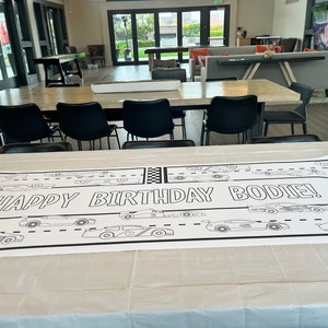Race Car Coloring Table Runner, Race Cars Birthday Coloring Page, Cars ...