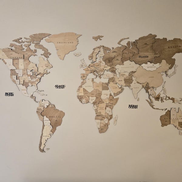 Map of the World 3D, Laser Cut File, SVG, EPS, DXF, Cdr, Pdf ...
