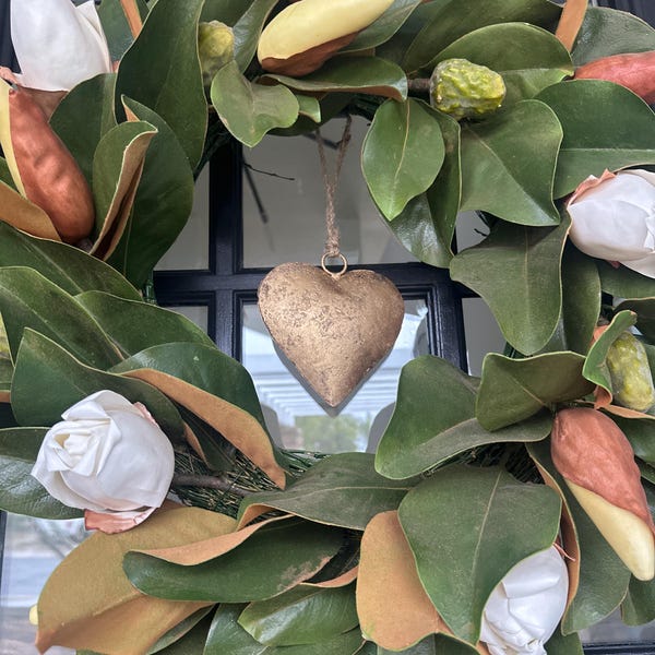 HEART WALL Art-set of 3 Puffed Rustic Gold Hearts W/jute for Hanging ...