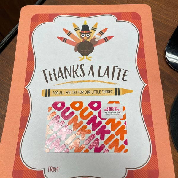 PRINTABLE Teacher Thanksgiving Coffee Gift Card Holder - School ...