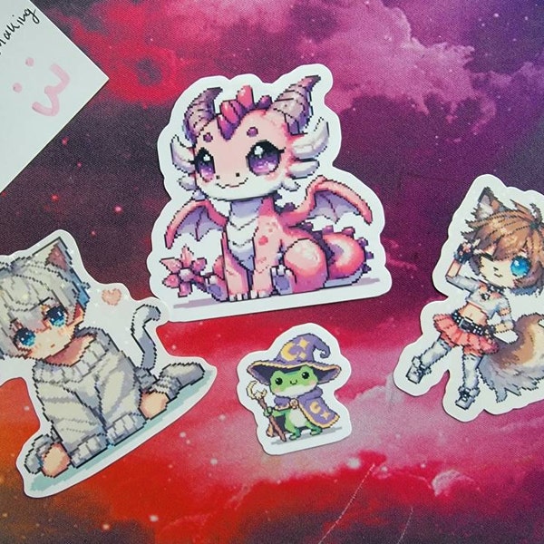 Pixel Art Amethyst Vinyl Sticker - Crystal Cluster Geology Sticker - Etsy