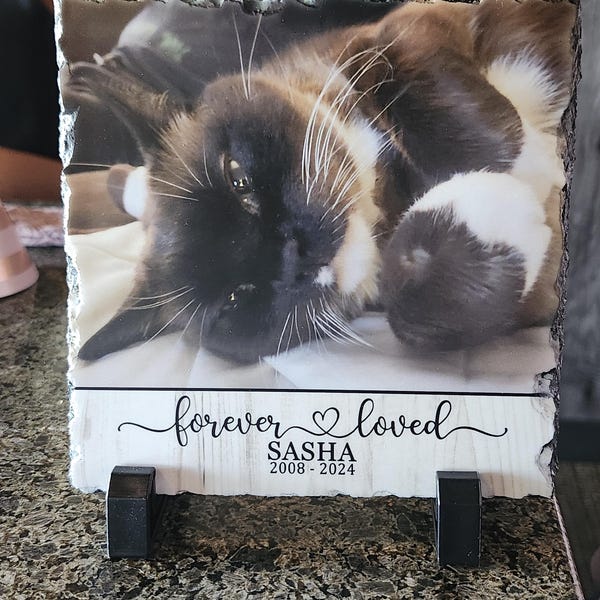 PERSONALIZED Photo Rock Slate, Pet Loss Gift, Cat Memorial Gift, Pet ...