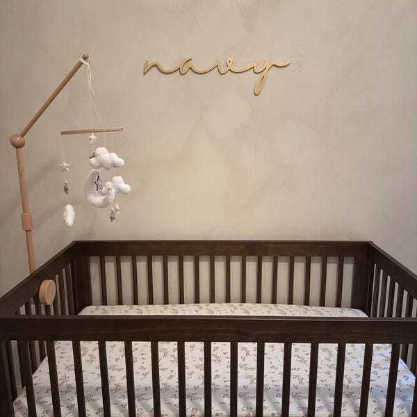 Wood Script Nursery Baby Room Name Laser Cut Sign Cursive First and ...