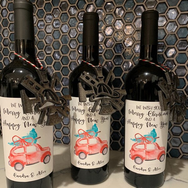 Personalized Christmas Wine Label-holiday Wine-christmas Wine Hostess ...