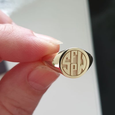 Gold Signet Ring With Initials, Letters Ring, 4 Letter Ring, Custom ...