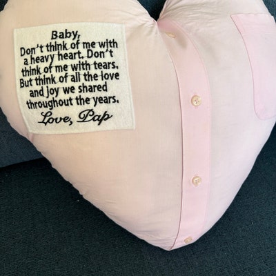 Heart MEMORY Pillow, Memory Cushion, Loss of Father, Loss of Husband ...
