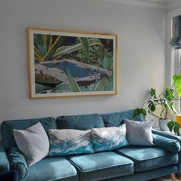 Swimming Pool Print, Summer Art, Botanical Print, Large Wall Art, Extra ...