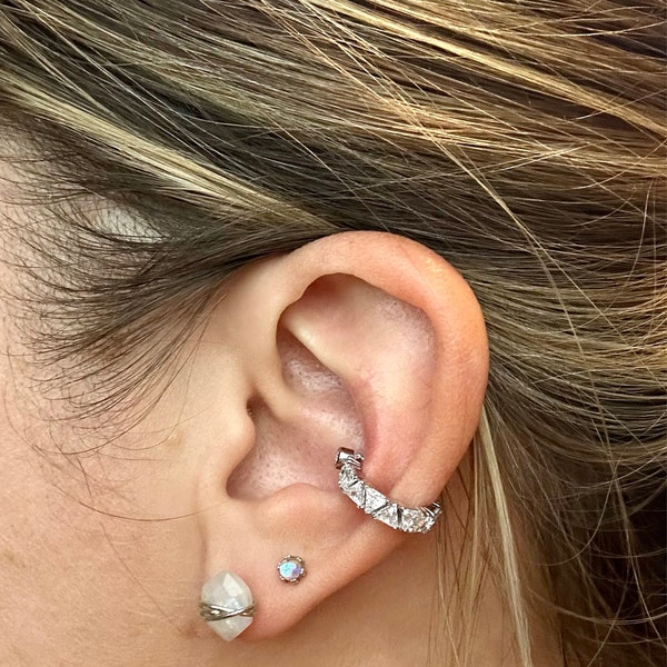 TRIANGULAR EARRINGS, CONCH Earring, Cartilage Piercing, Cz Diamond ...