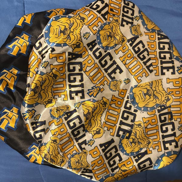 NCAT Aggies Satin Bonnet: Blue & Gold Sleep Cap - Etsy