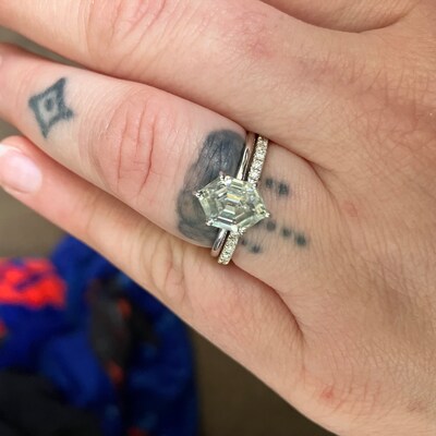 2.40mm French Pave Open Wedding Band for Women Moissanite Space Band ...