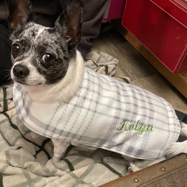 Monogrammed Custom Dog Coat/ Machine Washable/ Adjustable/ Fleece - Etsy