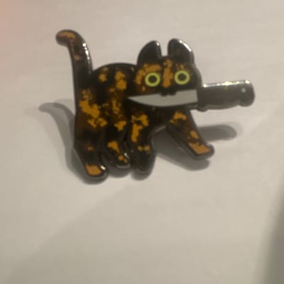 Black and White Spotted Knifecat Enamel Pin - Etsy