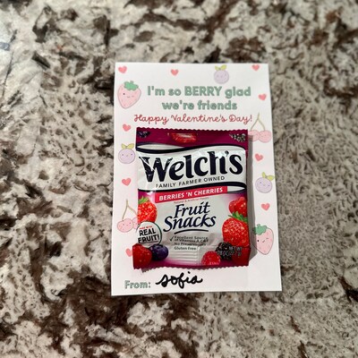 Valentines Day Fruit Snack Card Printable I'm so Berry Glad We're ...