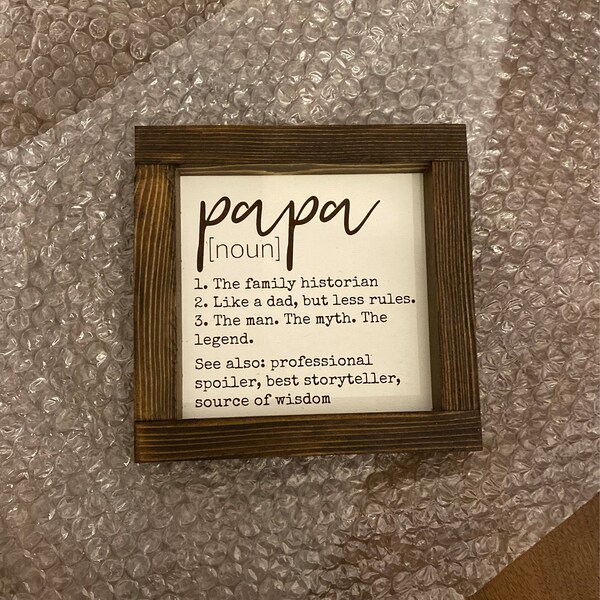 Papa Definition Sign - Papa Gift - Wooden Engraved Sign Decor - Father ...