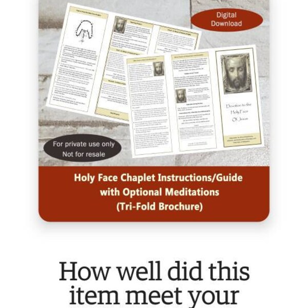 HOLY FACE of Jesus Chaplet Instructions Prayer Card 20 Pack, Holy Face ...
