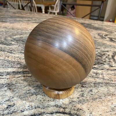 Wooden Sphere in Oak With Walnut Stand for Decoration - Etsy