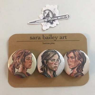 The Last of Us Pin Button Set Ellie Williams From Part 1, Part 2 1.25 ...
