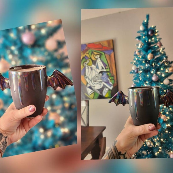 Lustre Wing Mug, Bat Wings Cup, Pearlescent Drip Wings, Kitchenware ...