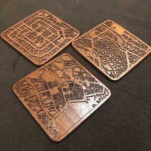 Philadelphia Map Coaster One Piece Sapele Wooden Coaster - Etsy