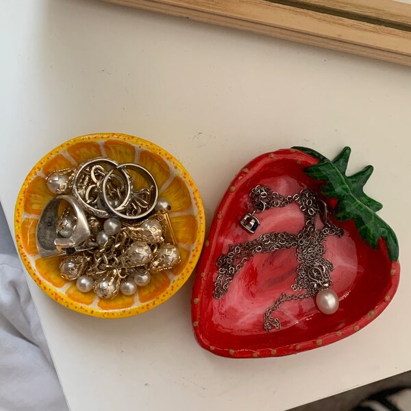 Trinket Dish, Cute Fruit Themed Mini Trinket Dish, Lemon Half Trinket ...