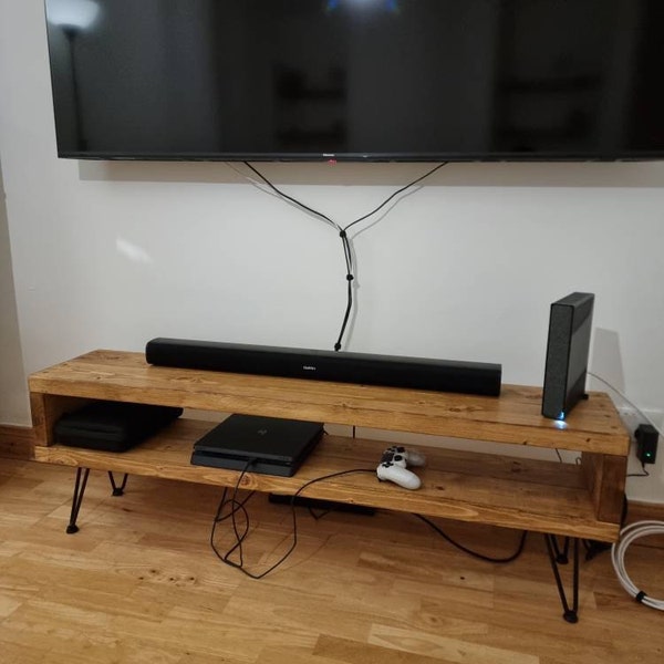 Handmade Rustic Pine TV Stand With Hairpin Legs - Etsy UK