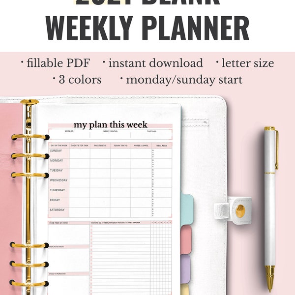 Ring Binder DIY Digital Planner With Pen, Pockets, Zips, Inserts ...