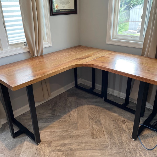Customized L Shaped Desk With Curve, You Pick Your Tables, Corner Desk ...