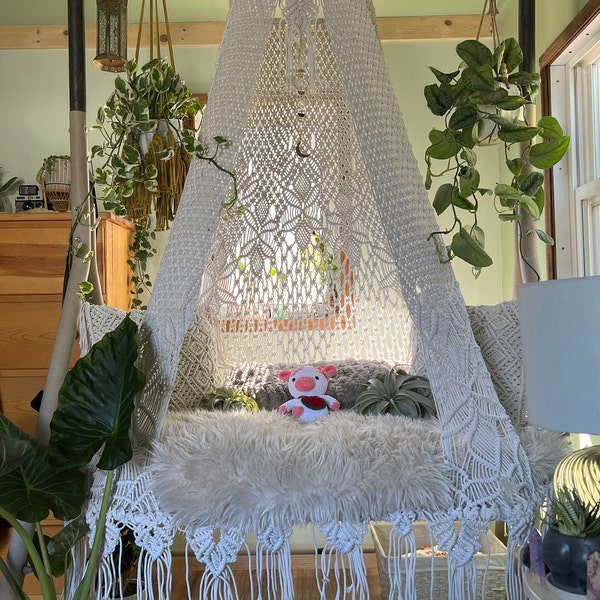 Macrame Double Seat Swing, Macrame Swing Chair, Macrame Bed, Hammock ...