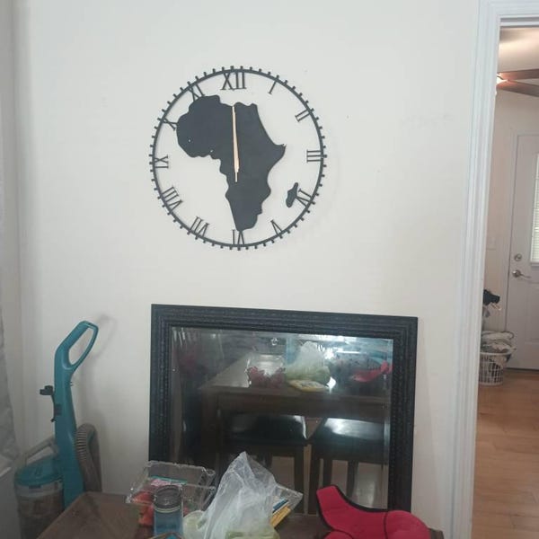 Black Africa Map Clock, Africa Metal Wall Clock, Livingroom Metal Wall ...