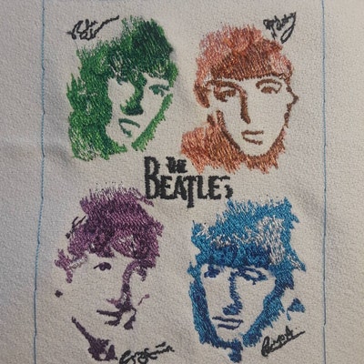 Beatles With Signature Machine Embroidery Pattern Beatles Design ...