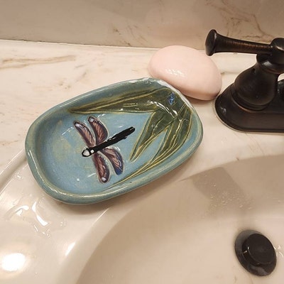 Large Blue Dragonfly Ceramic Spoonrest and Tea-bag Holder. Handmade ...