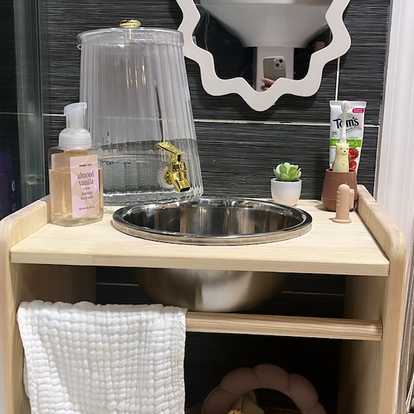 Montessori Washbasin for Children – Handmade Wooden Sink | Kid-friendly ...