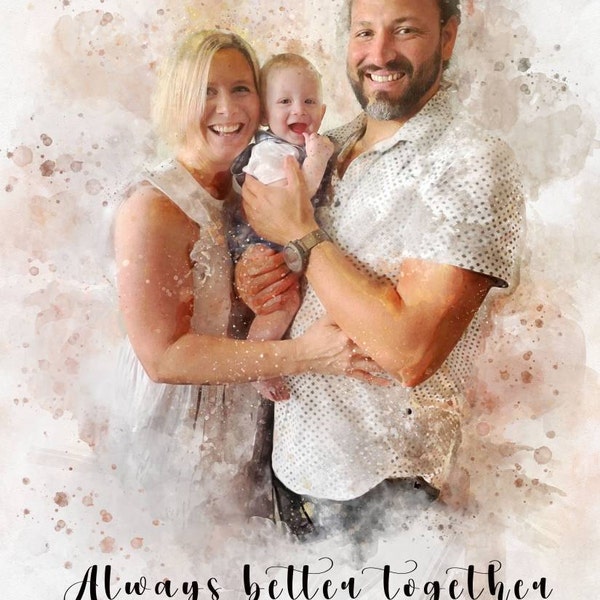 Custom Watercolor Family Portrait: Father Son Painting From Photo, - Etsy