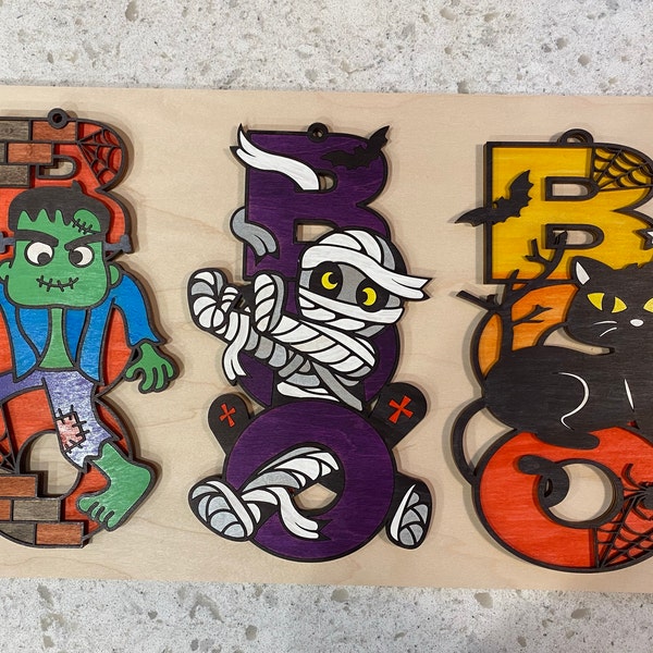 MUMMY "boo" Sign - Halloween - Laser Ready File - Glowforge and Other ...