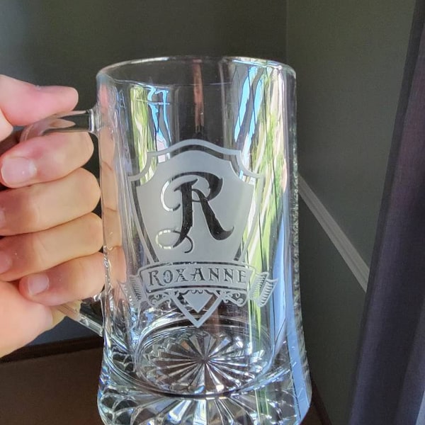 Custom Beer Mug / Monogram Beer Mug / Custom Beer Glasses / Etched Beer ...