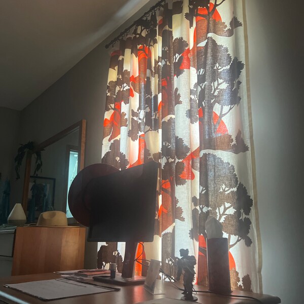 Scandinavian Vintage Curtains. Retro Net Curtains in Amazing Woven ...