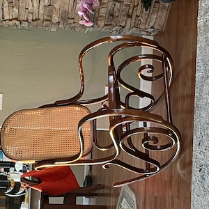 Vintage Sewing Rocker With Floral Pattern Linen Upholstery Antique Lady ...