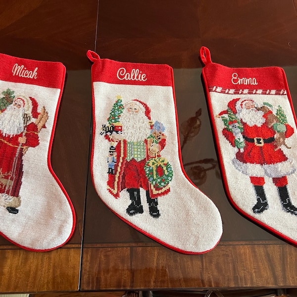 Personalized Needlepoint Christmas Stocking: Hand-embroidered Wool ...