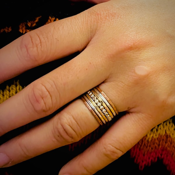 Mixed Metal Stacking Ring Set Skinny Stackable Rings Silver, Copper ...