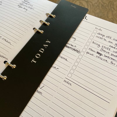 Minimal Planner Page Marker Black Snap in Today Planner Bookmark for A5 ...
