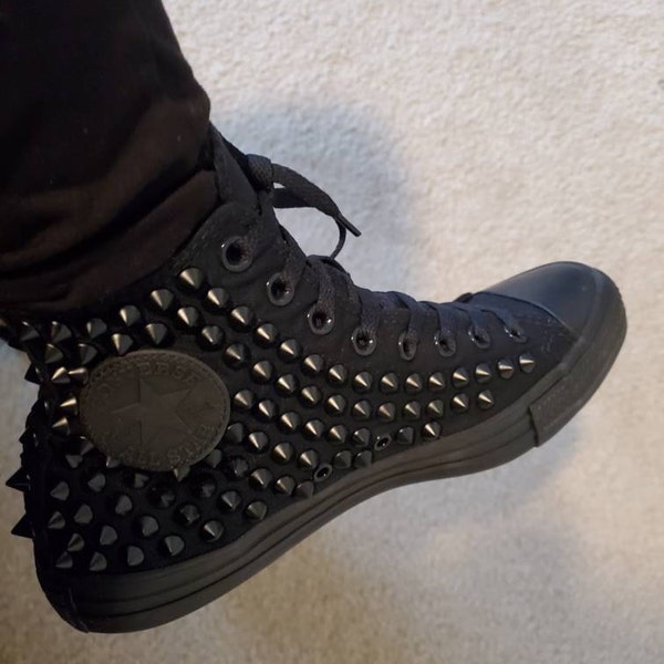 Genuine CONVERSE Monocrome-black With Black Studs All-star Chuck Taylor ...