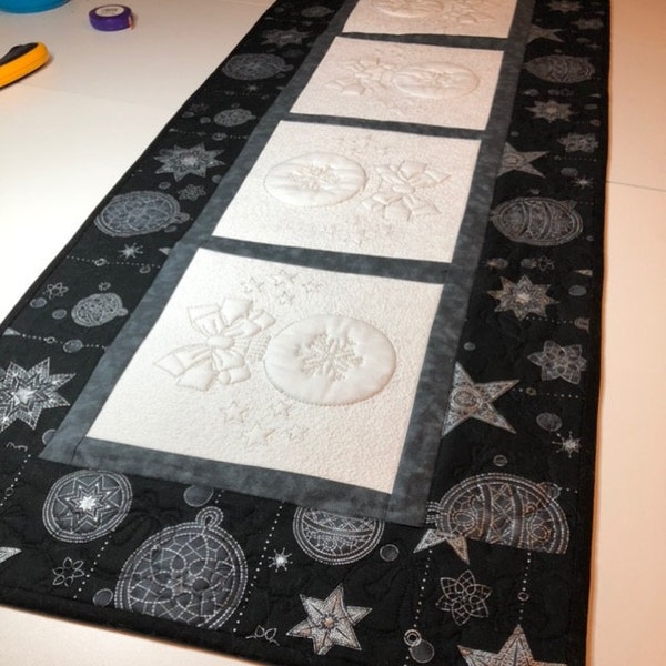 In the Hoop Trapunto Christmas Themed Table Runner Machine Embroidery ...